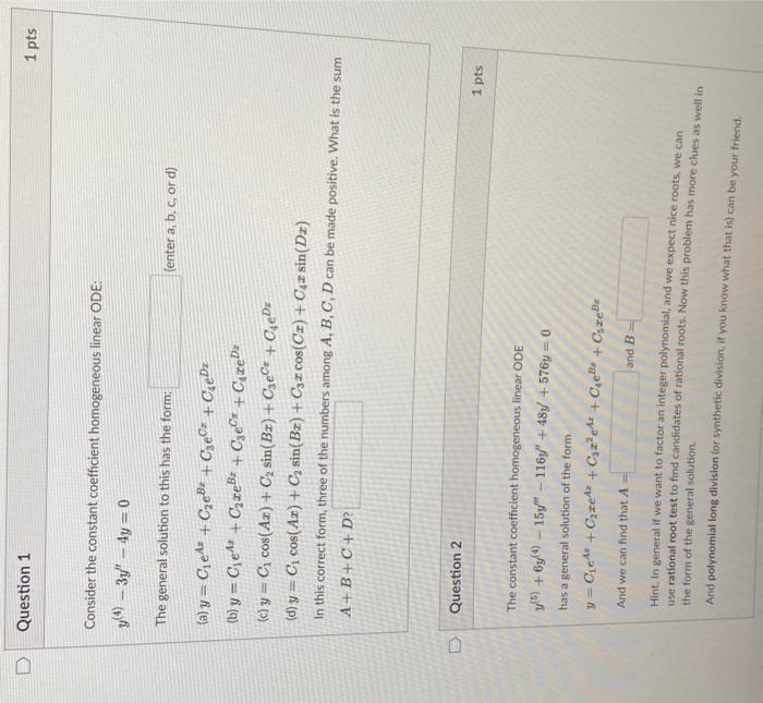 Solved Consider the constant coefficient homogeneous linear | Chegg.com