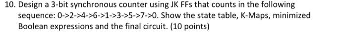 Solved 10. Design a 3-bit synchronous counter using JK FFs | Chegg.com