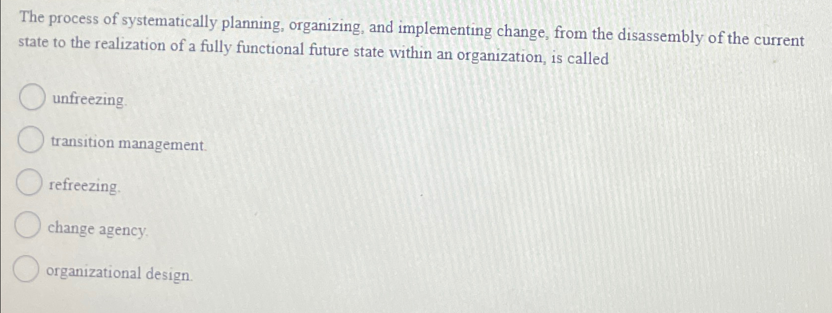 Solved The process of systematically planning, organizing, | Chegg.com