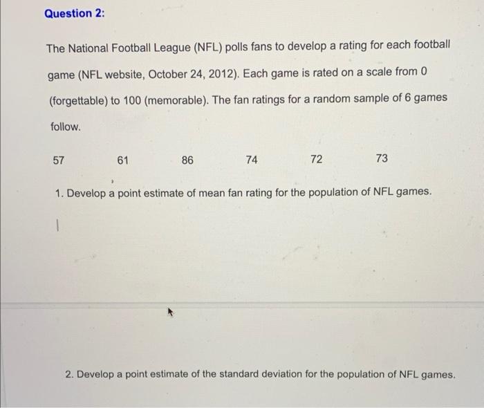 Solved The National Football League (NFL) polls fans to | Chegg.com