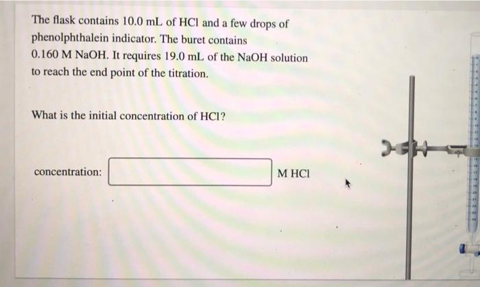 Solved The flask contains 10.0 mL of HCl and a few drops of | Chegg.com