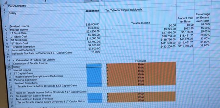 Solved Excel Online Structured Activity: Personal taxes Mary | Chegg.com