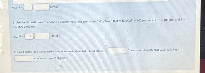 Solved Use The Values Below To Calculate The Lattice Of