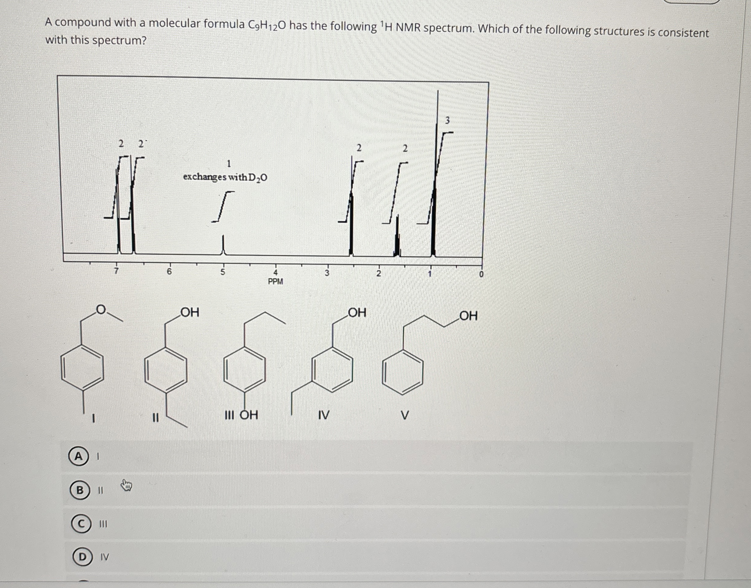 Solved A compound with a molecular formula C9H12O ﻿has the | Chegg.com