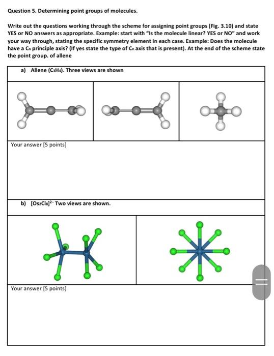 Solved Question 5. Determining point groups of molecules. | Chegg.com