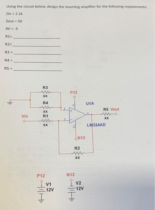 Solved Using the circuit below, design the inverting | Chegg.com