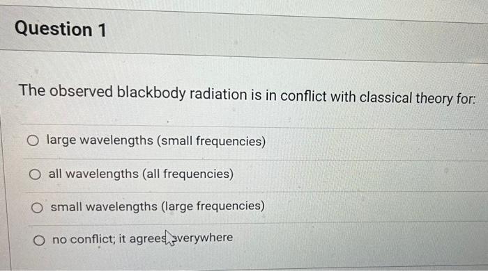 Solved The Observed Blackbody Radiation Is In Conflict With Chegg