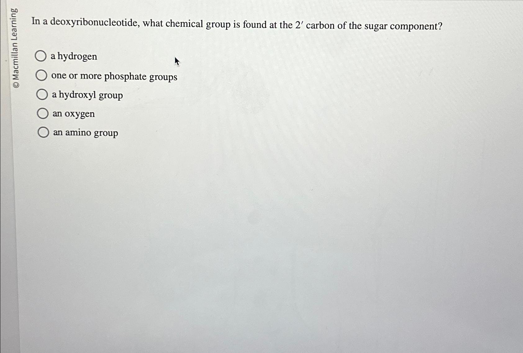 Solved a hydrogenone or more phosphate groupsa hydroxyl | Chegg.com