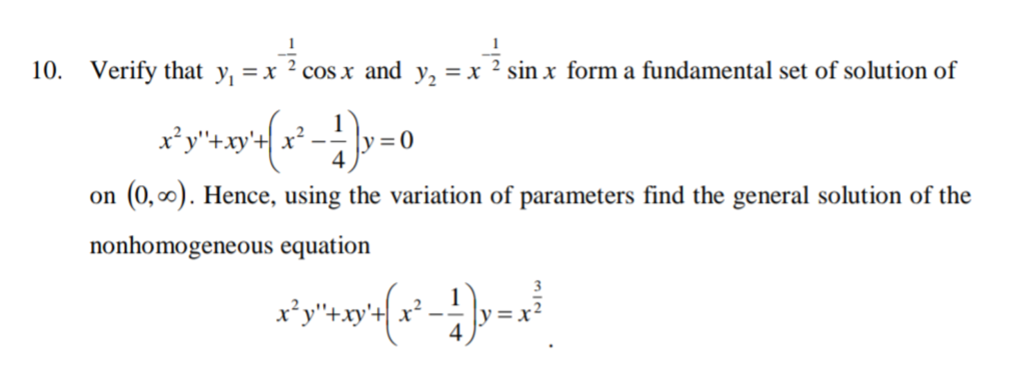 Solved Verify that y1=x-12cosx ﻿and y2=x-12sinx ﻿form a | Chegg.com