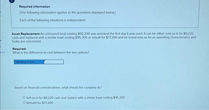 Required information [The following information | Chegg.com