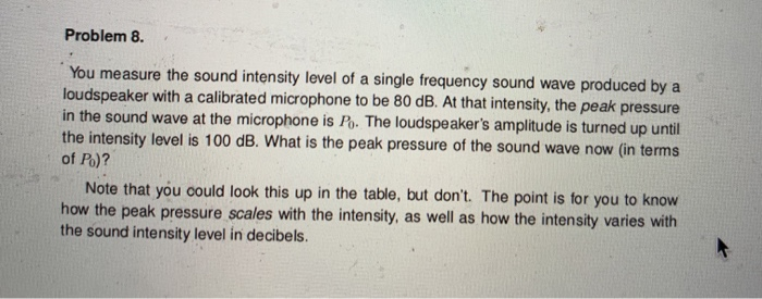 Solved Problem 8. You measure the sound intensity level of a | Chegg.com