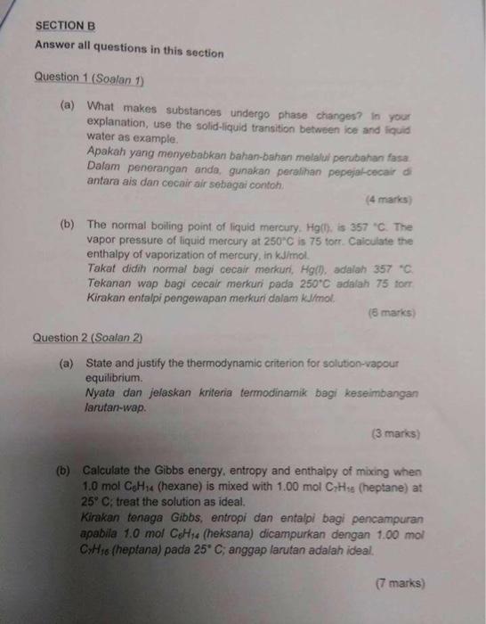 Solved Section B Answer All Questions In This Section 1050