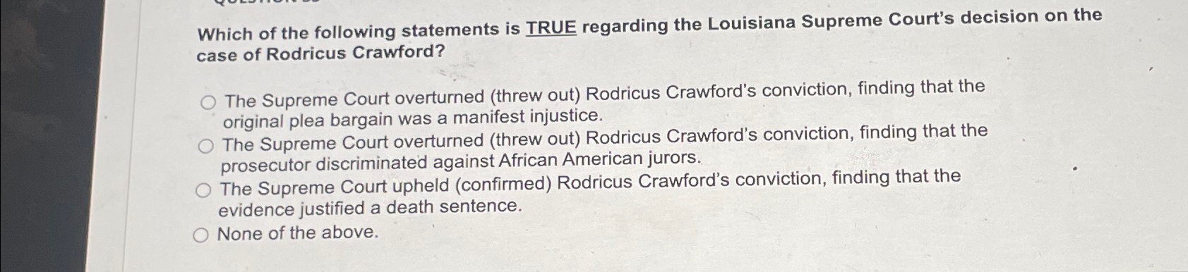 Solved Which of the following statements is TRUE regarding | Chegg.com