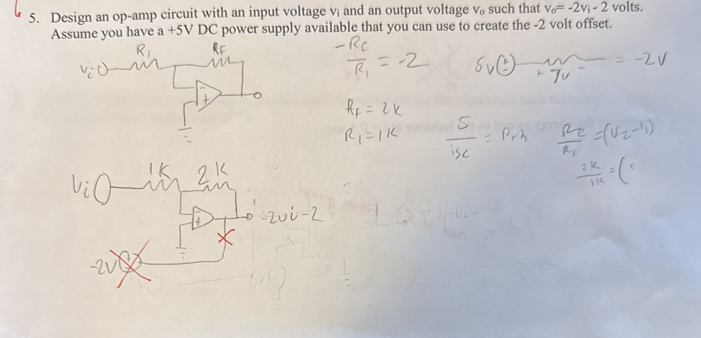 Solved Design an op-amp circuit with an input voltage vi | Chegg.com
