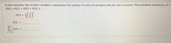Solved In this exercise, the random variable n represents | Chegg.com