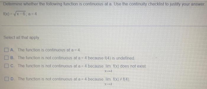 Solved Determine whether the following function is | Chegg.com