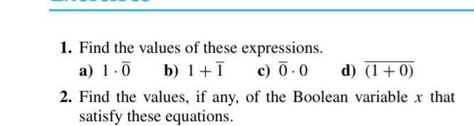 Solved 1. Find the values of these expressions. a) 1⋅0 b) | Chegg.com