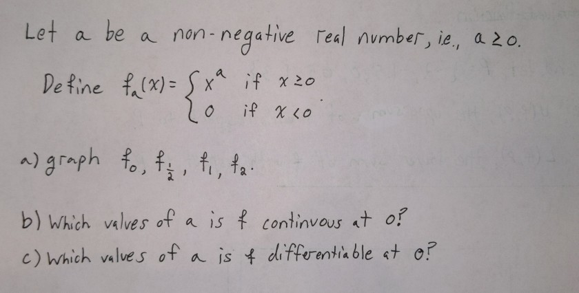 Solved Let a be non-negative real number, ie, a zo. Define | Chegg.com