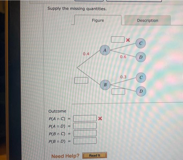 Solved Supply the missing quantities. Outcome | Chegg.com