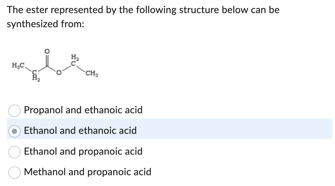 Solved The ester represented by the following structure | Chegg.com