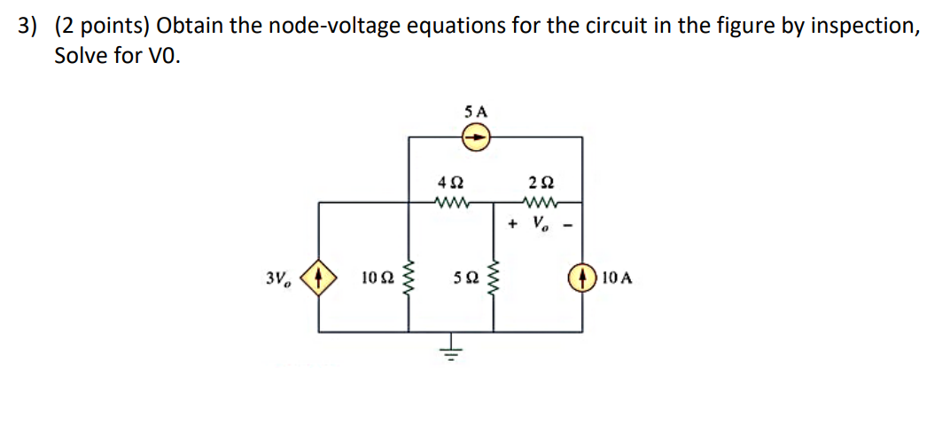 Solved (2 ﻿points) ﻿Obtain the node-voltage equations for | Chegg.com