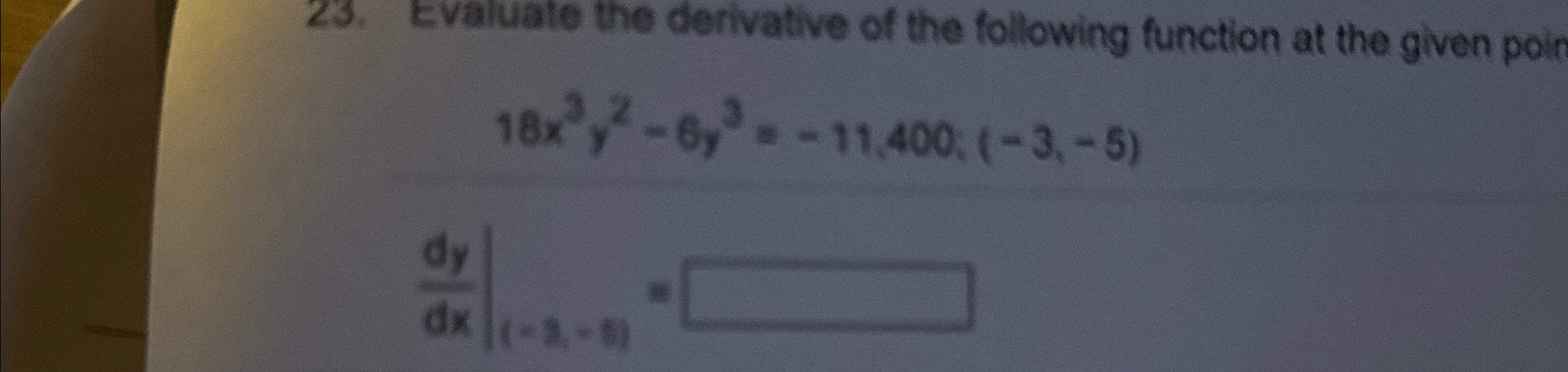 Solved Evaluate the derivative of the following function at | Chegg.com