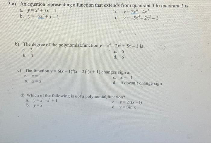 Solved 3.a) An equation representing a function that extends | Chegg.com