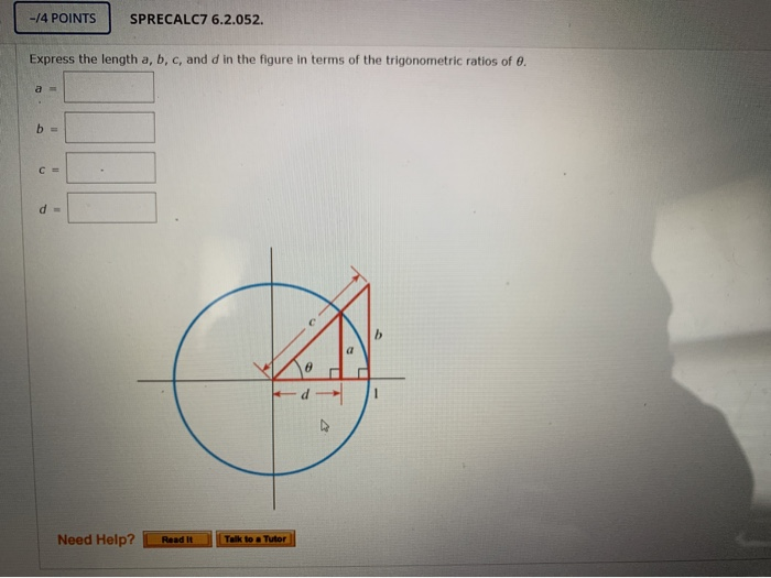 Solved -/4 POINTS SPRECALC7 6.2.052. Express the length a, | Chegg.com