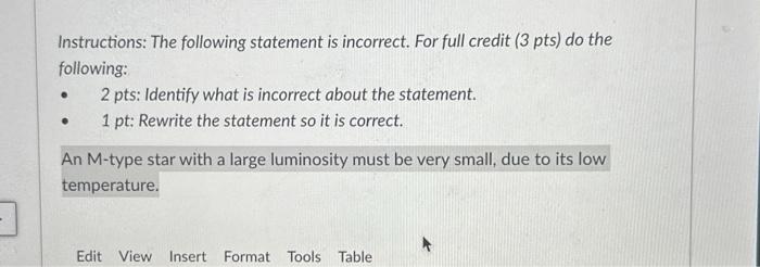 Solved Instructions: The following statement is incorrect. | Chegg.com