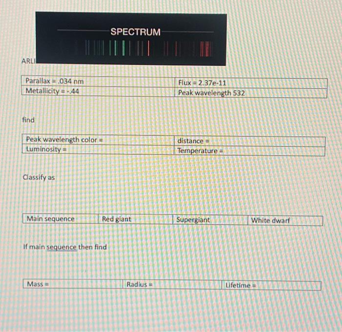 find Classify as If main sequence then find find | Chegg.com