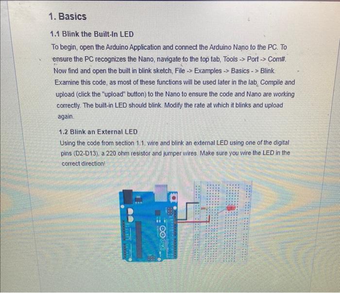 Solved 1. Basics 1.1 Blink the Built-In LED To begin, open | Chegg.com