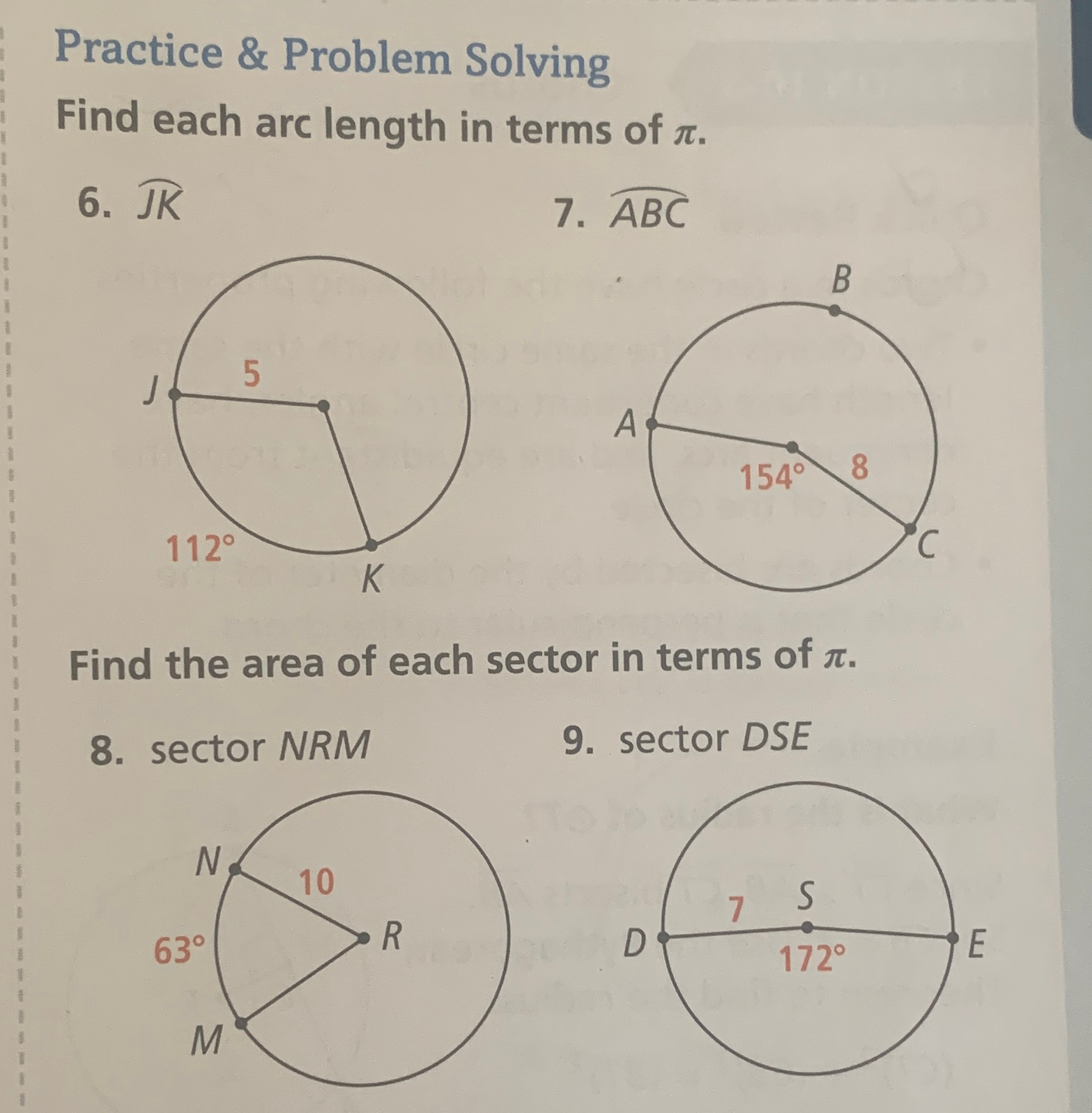 Solved Practice & Problem Solving Find each arc length in | Chegg.com