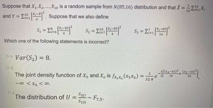 Suppose that X1,X2,…,X10 is a random sample from | Chegg.com