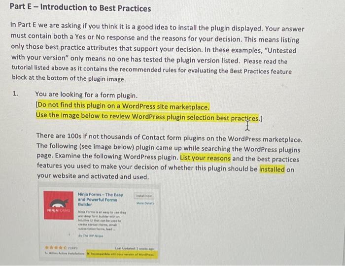 Solved Part E-Introduction to Best Practices In Part E we | Chegg.com