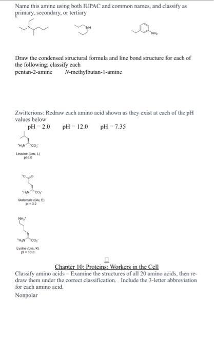 Solved Name this amine using both IUPAC and common names, | Chegg.com
