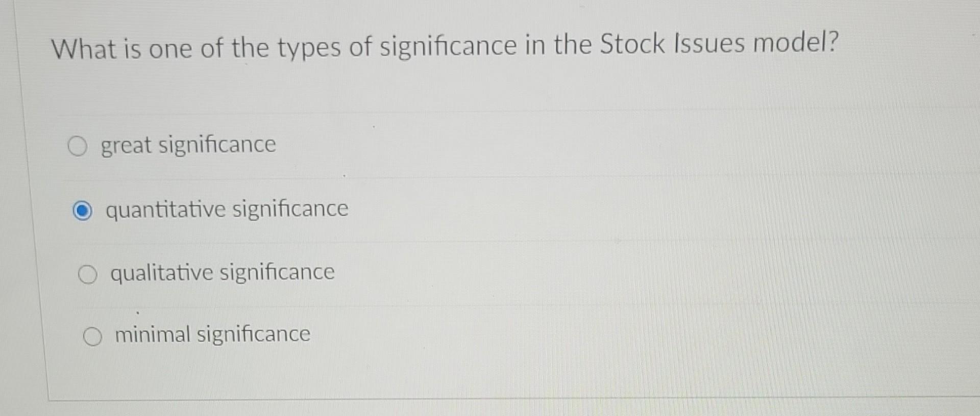 What is one of the types of significance in the Stock | Chegg.com