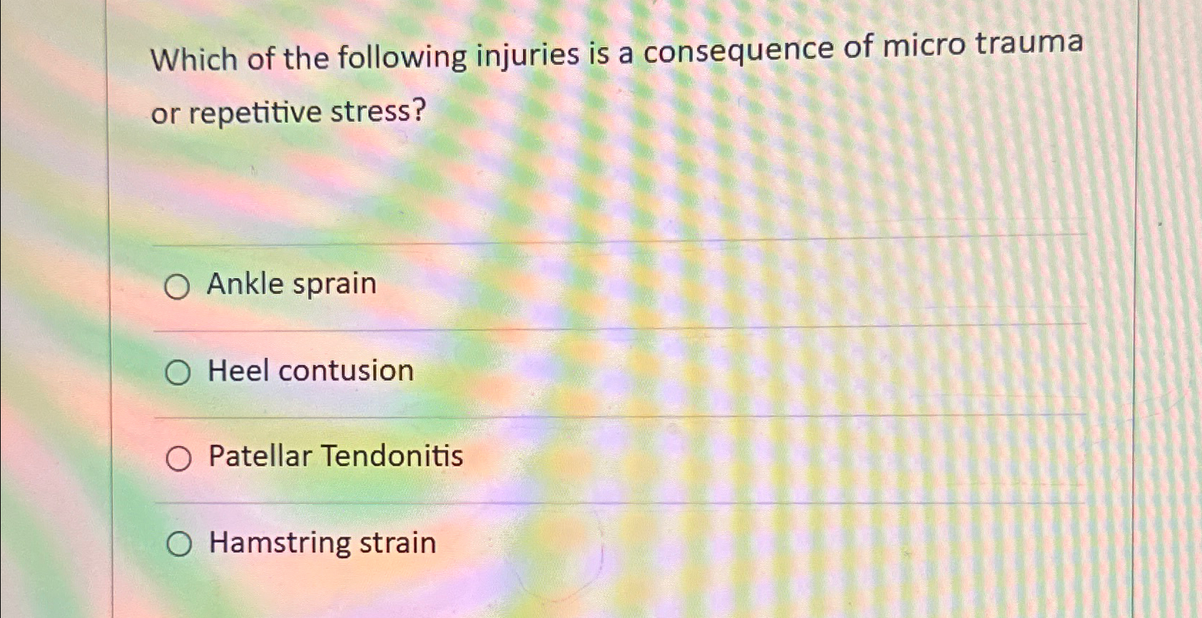 Solved Which of the following injuries is a consequence of | Chegg.com
