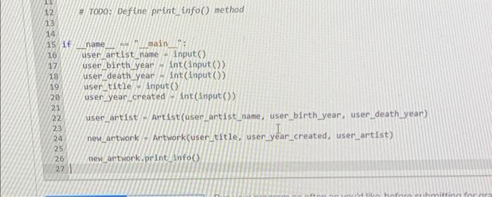 Solved 9.13 LAB: Artwork label (classes/constructors) Define | Chegg.com Solved 9.13 LAB: Artwork label (classes/constructors) Define | Chegg.com
