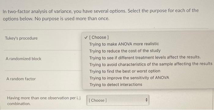Solved In two-factor analysis of variance, you have several | Chegg.com