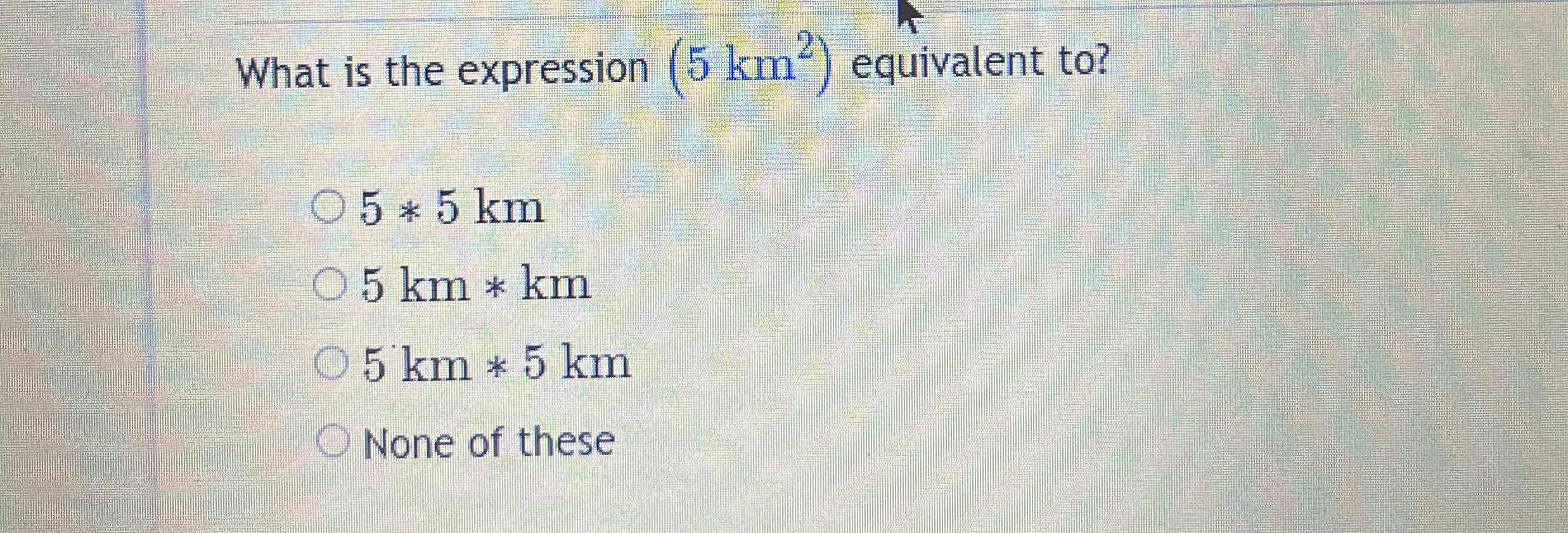 Solved What is the expression (5km2) ﻿equivalent | Chegg.com