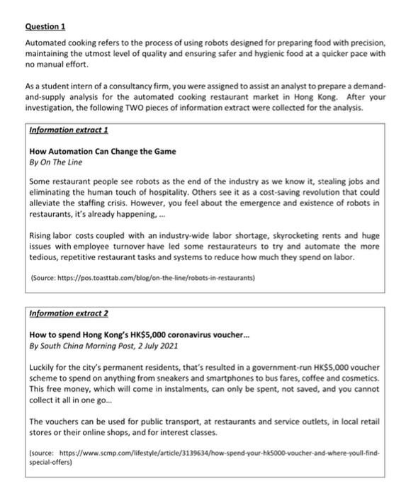 a) Consider the information extract 1 only, use 1 to | Chegg.com