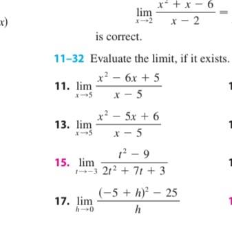 Solved limx→2x−2x2+x−6= is correct. 11-32 Evaluate the | Chegg.com