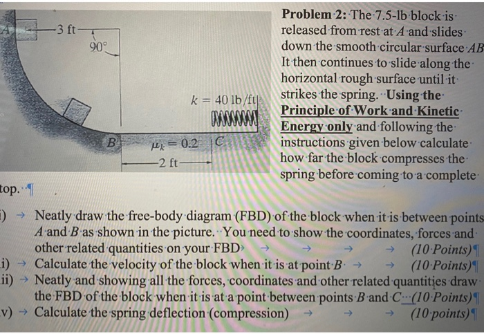 Solved 3f 90° Problem 2: The 7.5-lb block is released from | Chegg.com