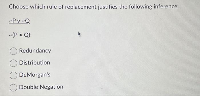 Choose which rule of replacement justifies the | Chegg.com