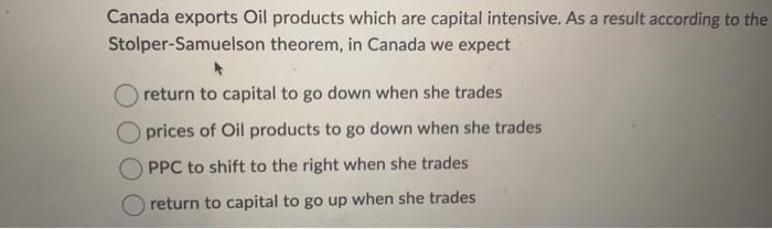 Solved Canada exports Oil products which are capital | Chegg.com