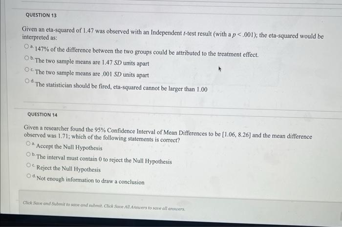 Solved Given an eta-squared of 1.47 was observed with an | Chegg.com