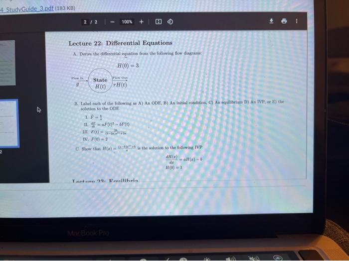 Solved Lecture 22: Differential Equations A. Derive the | Chegg.com