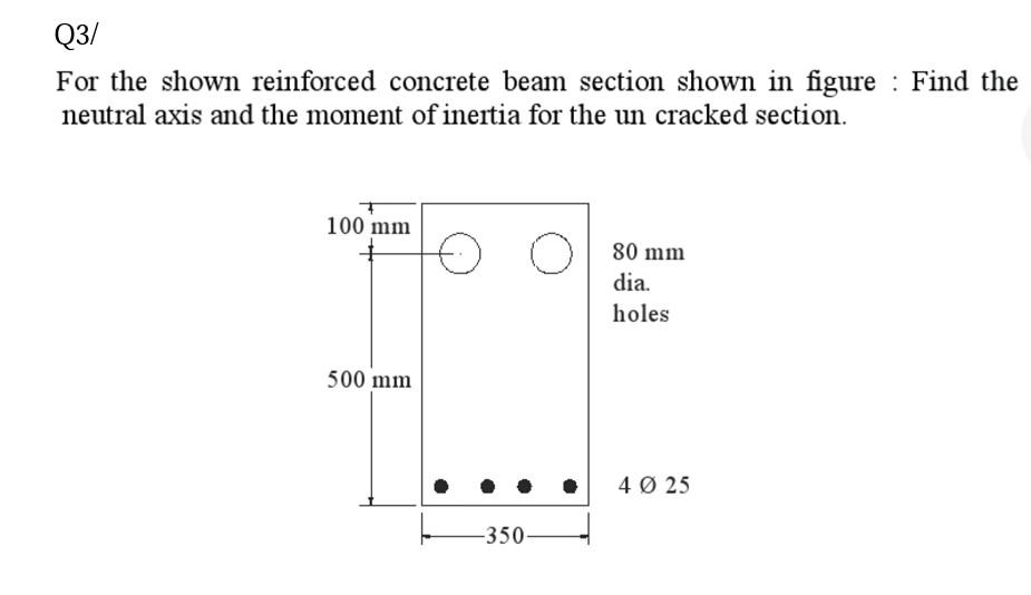Solved For the shown reinforced concrete beam section shown | Chegg.com