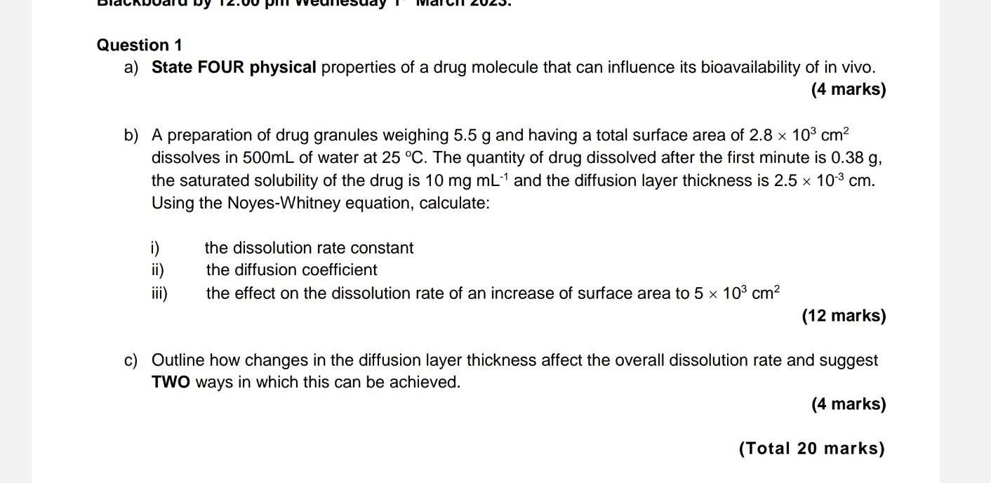 Solved Question 1 a) State FOUR physical properties of a | Chegg.com