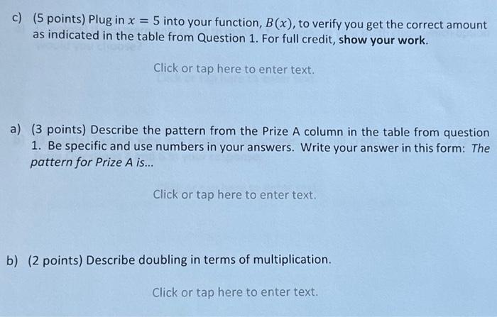 Solved c) (5 points) Plug in x = 5 into your function, B(x), | Chegg.com